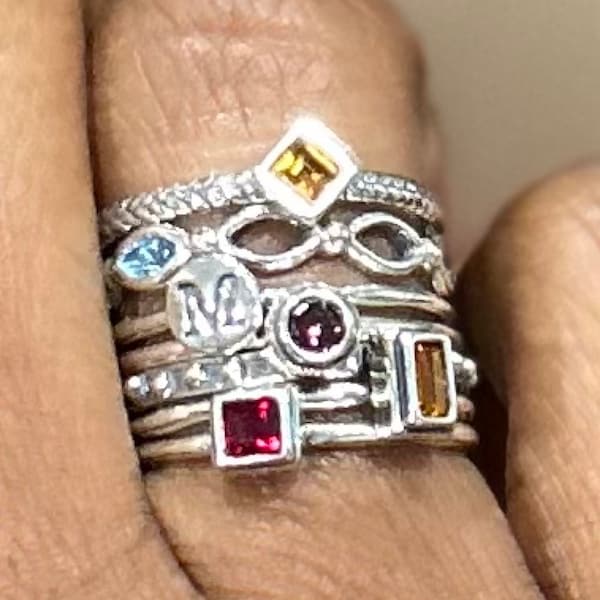 Stacking Rings • Set Silver Stackable Rings • Silver Bands • Unique ...