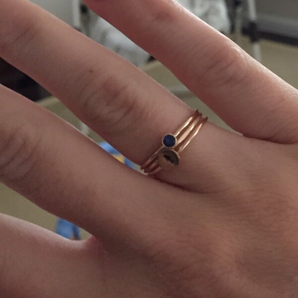 Personalized Gold Stacking Ring SET. Initial Ring. Gold Diamond Ring ...