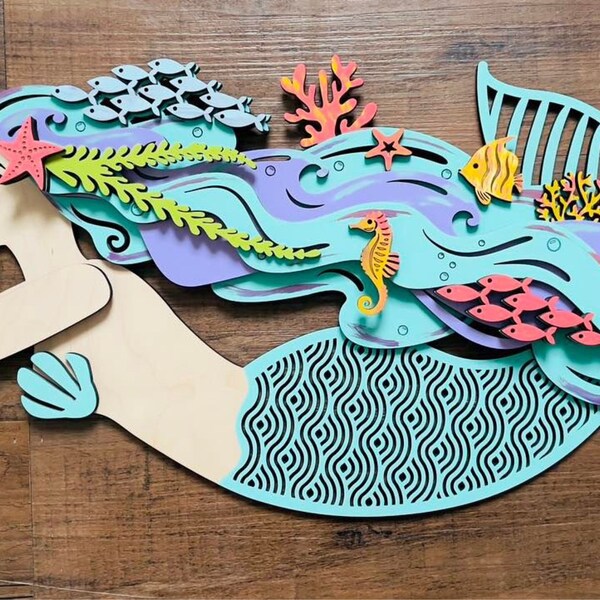 3D Mermaid Layered Glowforge Laser Cut File-digital Instant Download - Etsy