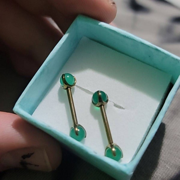 Real Jade 12g 14g Titanium Internally Threaded Claw Nipple Bar Rings ...