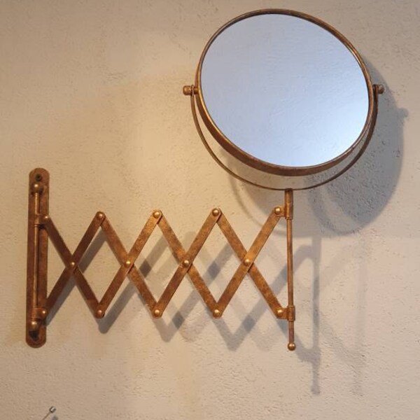 Brass Aging Painted 5X Zoom Accordion Mirror, Vintage Makeup Mirror ...