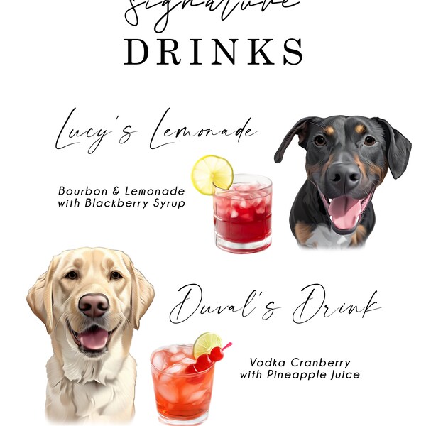 Dog Signature Cocktail Dog Custom Drink Sign Dog Signature Drink Sign ...