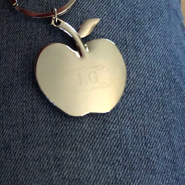 Personalized Monogrammed Apple Key Chain for Women, Girlfriend, Teacher ...