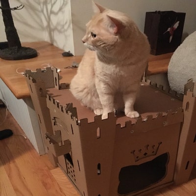 Cat's Fortress Cardboard Cat House - Etsy