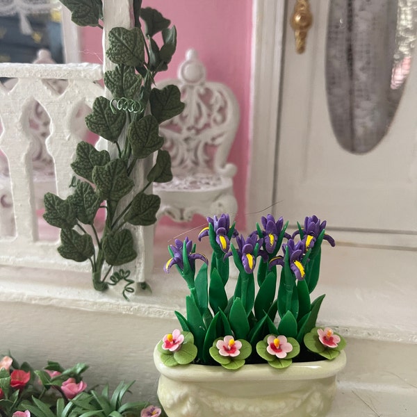 Vintage Decorative Miniature Clay Flower With Vase~flower Basket ...