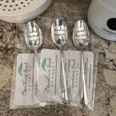 Custom Name Good Morning Spoon, Vintage Handstamped Coffee Spoons ...