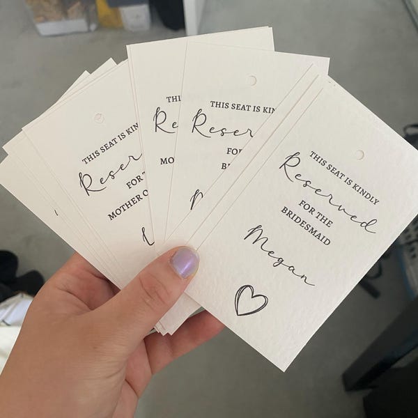 Eucalyptus Wedding Reserved Tags, Wedding Ceremony Reserved Seating Tag ...