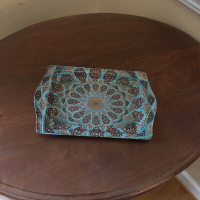 2 Small Metal Trays 9.84 X 6.3 Blue Decorative Trays, Perfect for ...