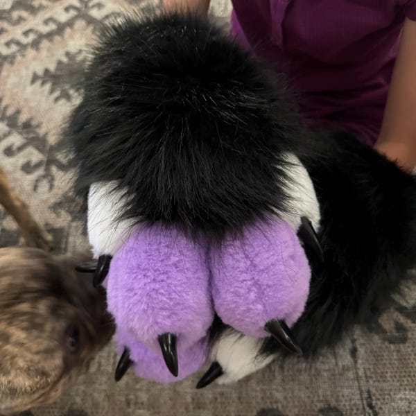 Turquoise Fox Ear Tail Paw Fursuit Set Petplay Cat Cosplay Set Tail ...