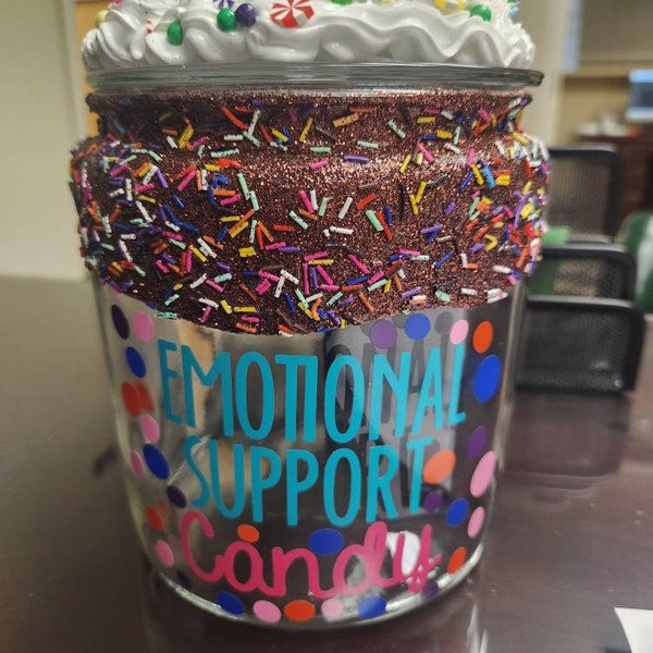 Personalized Glass Candy Jar for Emotional Support, Custom Chocolate ...