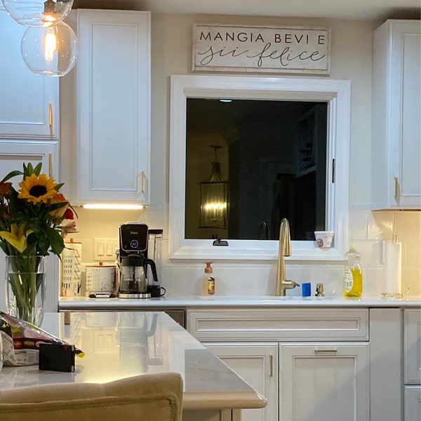 Mangia Sign Eat Drink and Be Merry Rustic Farmhouse Wall Decor Canvas ...