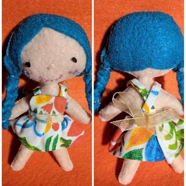 Mini Felt Doll Sewing Pattern PDF SVG | 4 Inch Tiny Kawaii Doll With ...