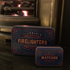 Firelighter Box Metal Tin Storage Holder Fire Lighters Matches Camp ...