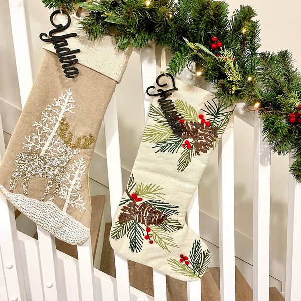 Stocking Name Tags Christmas Stocking Names Wood Words Wood Word Cutout ...