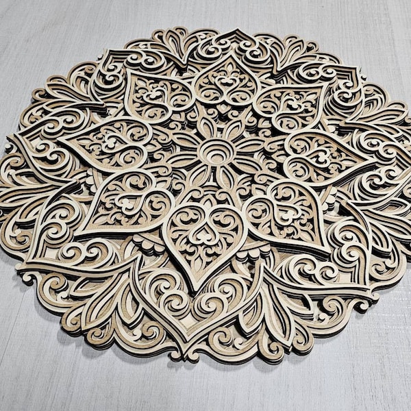 Laser Cut Mandala Flower SVG Template: Multilayer 3D Layered Vector File - Etsy