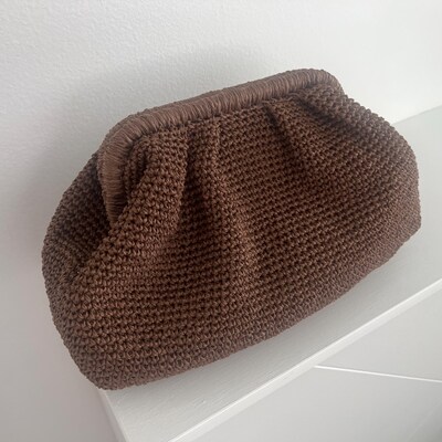 Small Raffia Beige Clutch Bag for Women Straw Knitted Raffia Bag Pouch ...