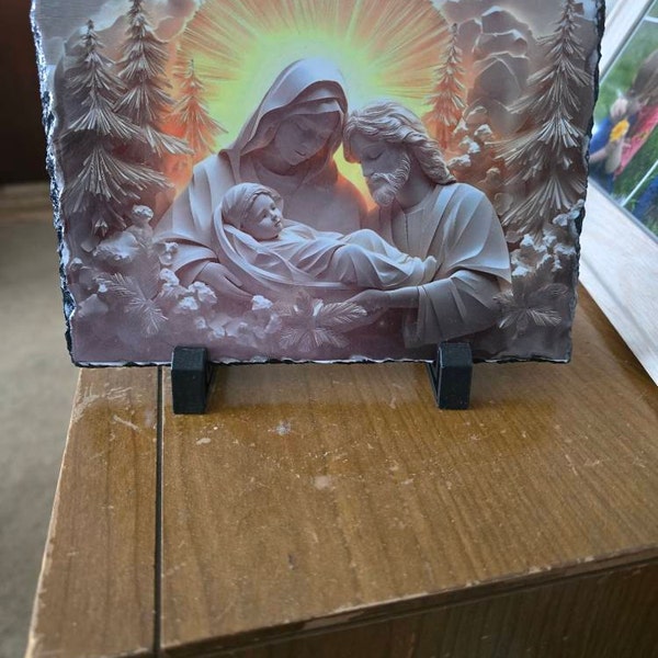 Slate Sublimation Design, 3D Nativity Scene Mary Joseph Jesus, Instant ...