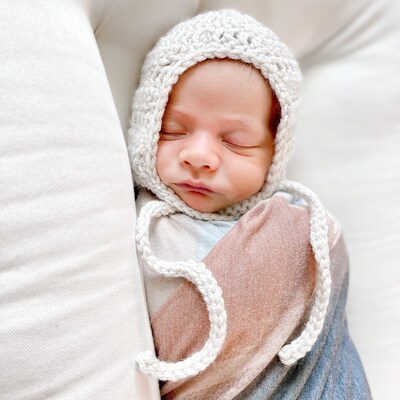 Newborn Knit Baby Bonnet Crochet Knitted Bonnet Neutral - Etsy