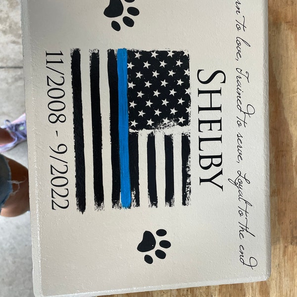 Personalized Police Memorial Stone, Thin Blue Line Remembrance - Etsy