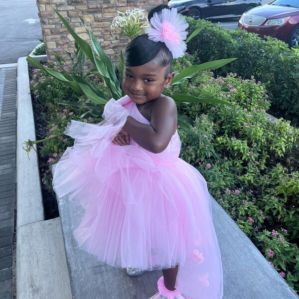 Pink Tail Dress,pink Tulle Dress ,floral Pink Dress,attachable Tail ...