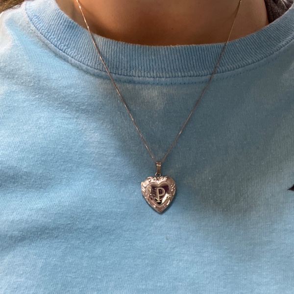 Initial Locket • Silver Initial Locket Necklace • Initial Necklace ...