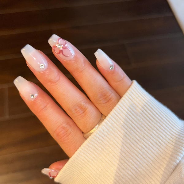 3d Flower Nails/ Custom Press on Nails/ Hand Made Press on Nails/faux ...