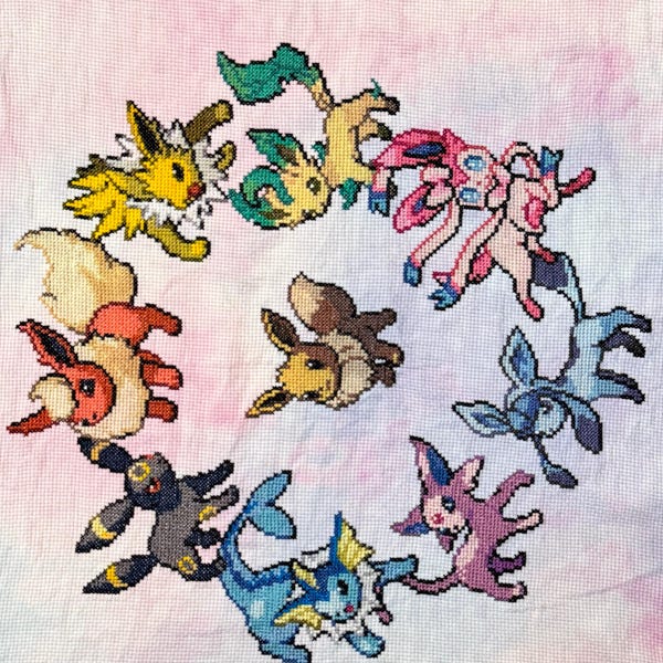 Pokémon Starters Cross Stitch Pattern - Pokémon - 10" X 10" Hoop Sized ...