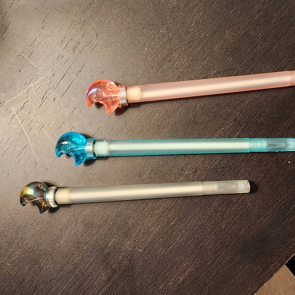 GLASSY CRESCENT MOON Pen 1pc | Iridescent Moon Pen | Pretty Kawaii Pens ...