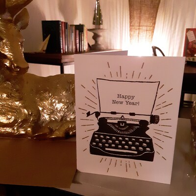 Happy New Year Typewriter Christmas Cards - Etsy