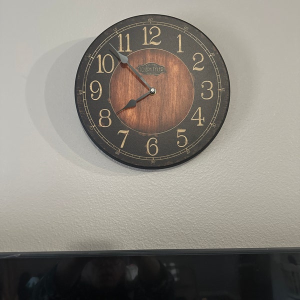 Rustic Black & Wood Wall Clock, 8 Sizes!!, EXTRA Quiet Mechanism ...