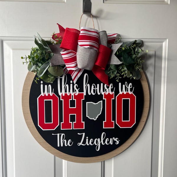 Ohio State Door Hanger | Ohio State Buckeyes | Ohio State Wreath ...