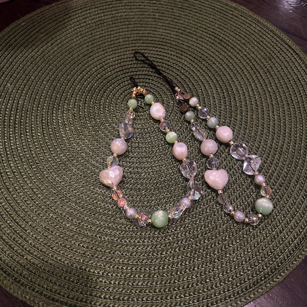 Gemstone Crystal Phone Charm Strap ,princess Heart Zirconia Phone Strap ...