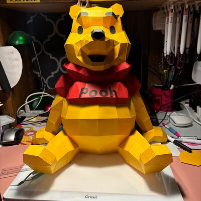Papercraft Pooh Bear PDF, 3D SVG Cricut Template for Creating 3D Pooh ...