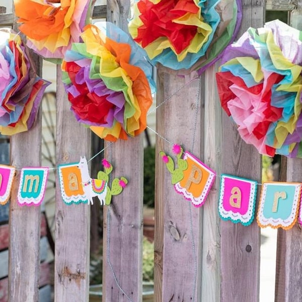 Llama Happy Birthday Banner, First Fiesta Banner, Llama Banner, Llama ...