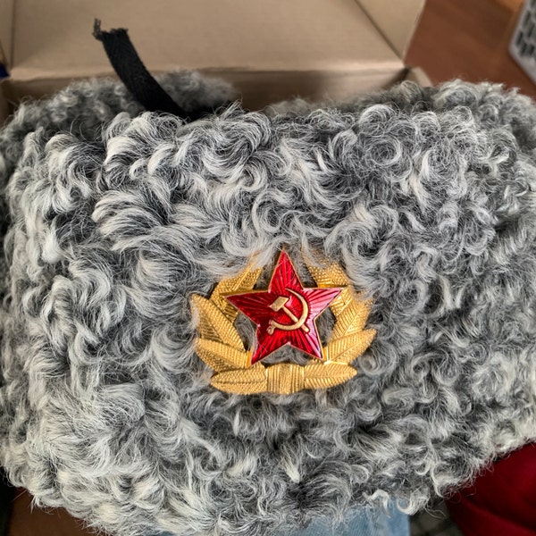 Vintage Winter Faux Fur Hat, Soviet Army Design Ushanka Hat, Soviet ...