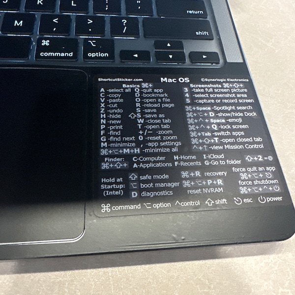 Mac OS Reference Keyboard Shortcut Sticker Laminated No-residue Vinyl ...