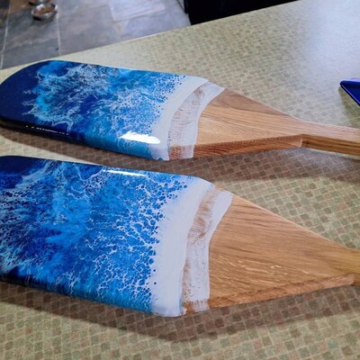 Wood Live Edge Floating Shelves With Ocean Waves Coastal - Etsy