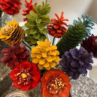 Fall is in the Air/one Dozen Pinecone Flowers/ Hand Made Pine Cone ...