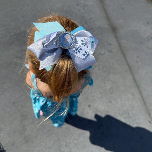 Elsa Hair Bow Frozen Hair Bow Light Blue and Silver Elsa Bow Disney ...