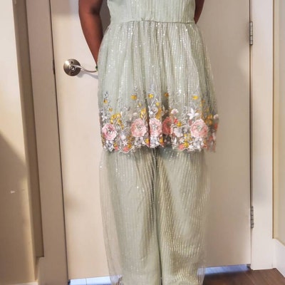 Organza With Mirror Work in Neck Kurti With Organza Gotta Lace Dupatta ...