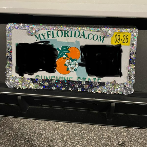 3D Pearl License Plate Frame Hand Made in America Holder Anti Theft ...