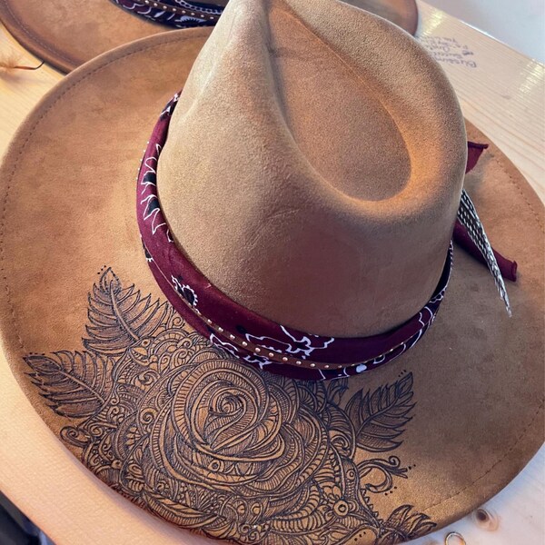 Black & Gold Custom Wide Brim Fedora | Cards Concert Western Gothic ...