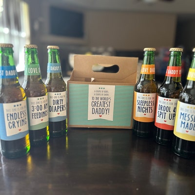 First Time Dad Beer Labels Fathers Day Gift for Daddy to Be New Dad ...