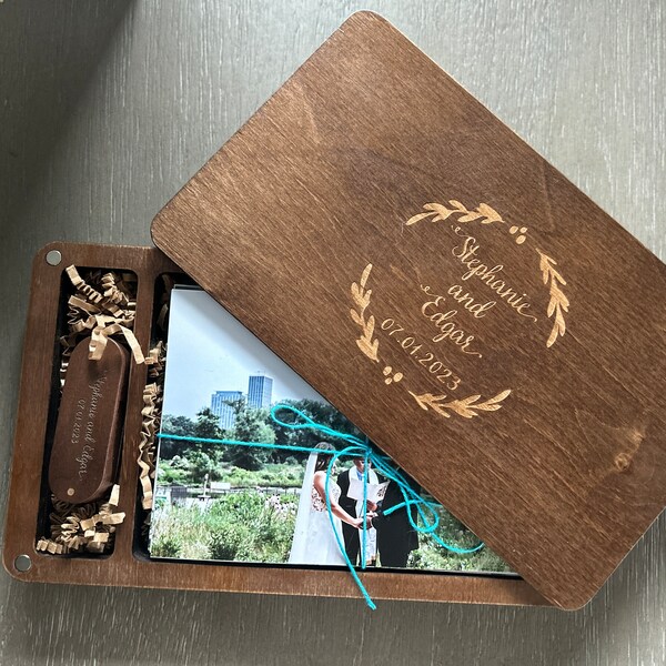 Custom Photo Box With USB Slot, Wooden Photo USB Box, Wedding USB Photo ...