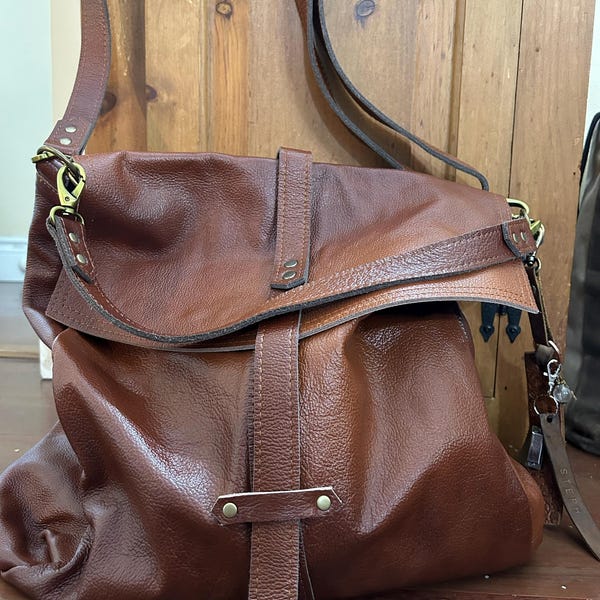 Dark Brown Leather Hobo Bag With Zipper - Everyday Shoulder Bag ...