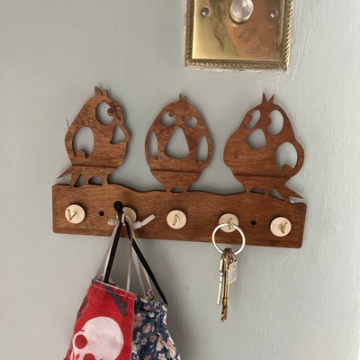 Bird/robin Wooden Key Holder Key Rack Keys Wall Mounted 5 - Etsy UK