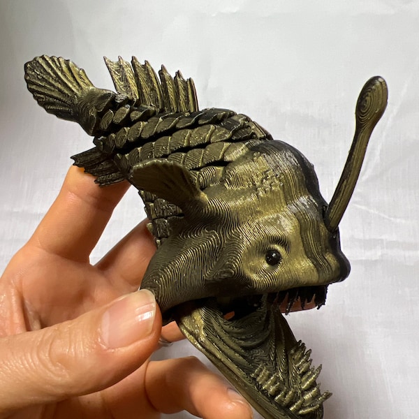 3D Printed Articulated Fish, Angler Fish Figure, Gag Gift Trophy ...