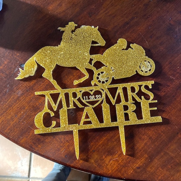 Motocycle and Horse Racing Cake Topper ,motocycle Wedding Cake Topper ...