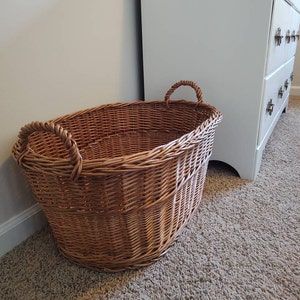 Oval Basket Wide Wicker Basket Rustic Wicker Basket - Etsy