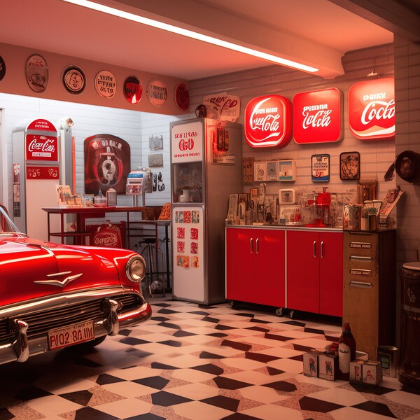 93 Coca Cola Americana Themed CG Digital Backdrops, Retro Coke ...